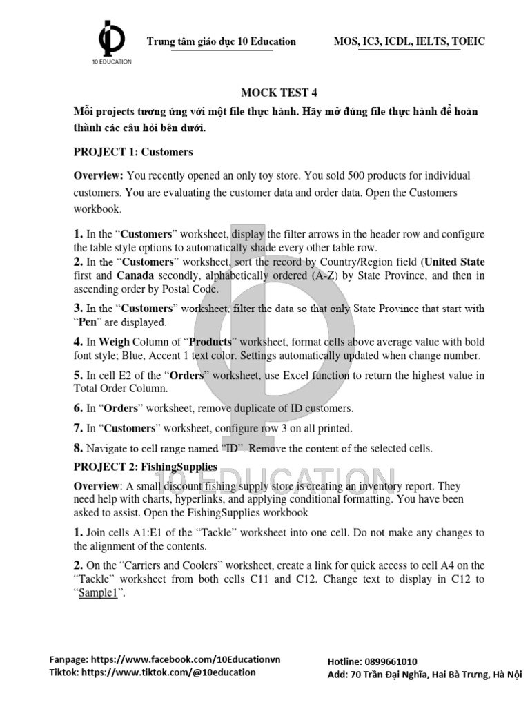 MOCK TEST 4 | Download Free PDF | Worksheet | Microsoft Excel