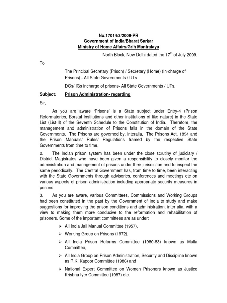 Prison Admin 17072009 | PDF | Prison | Crimes