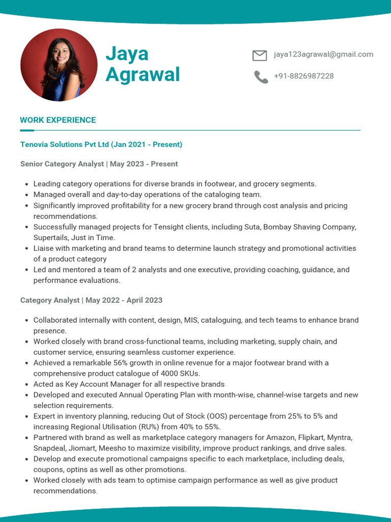 1706605305862jaya Agrawal - Resume | PDF | Brand | Marketing