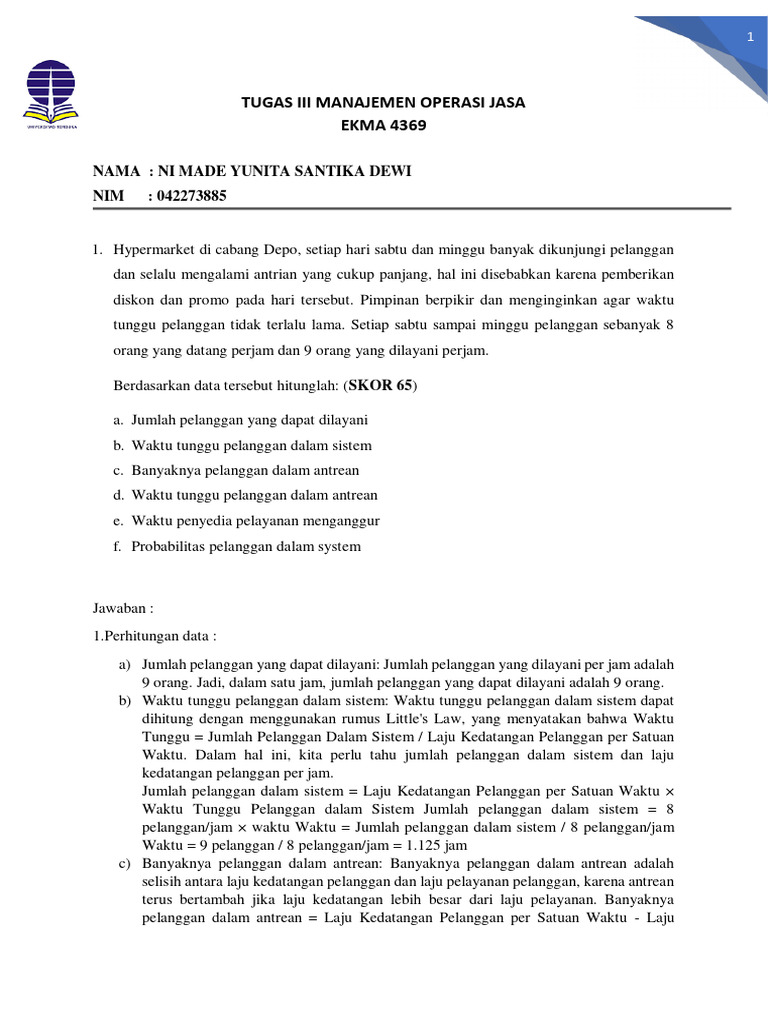 Manajemen Operasi Jasa - 3 | PDF