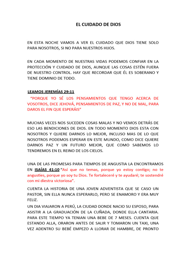 El Cuidado Divino en Nuestras Vidas | PDF