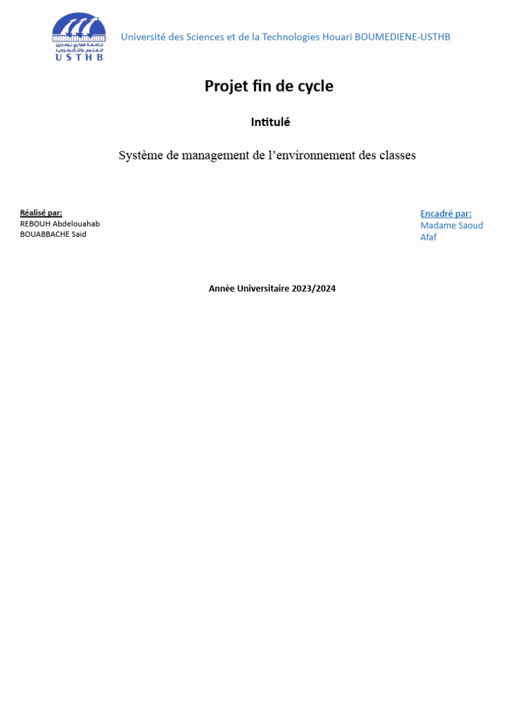 Modele Rapport PFE License 2024 Automatique | PDF