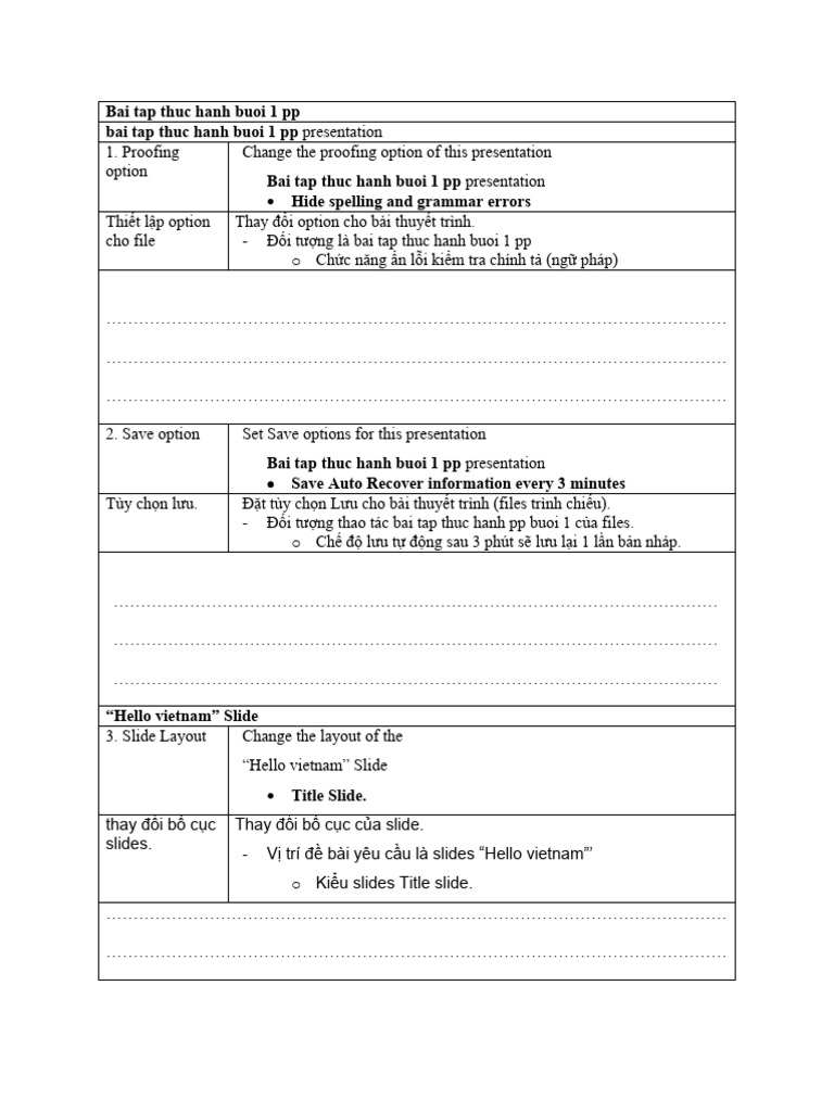 Cau Hoi Bai Tap Thuc Hanh Buoi 1 PP | PDF