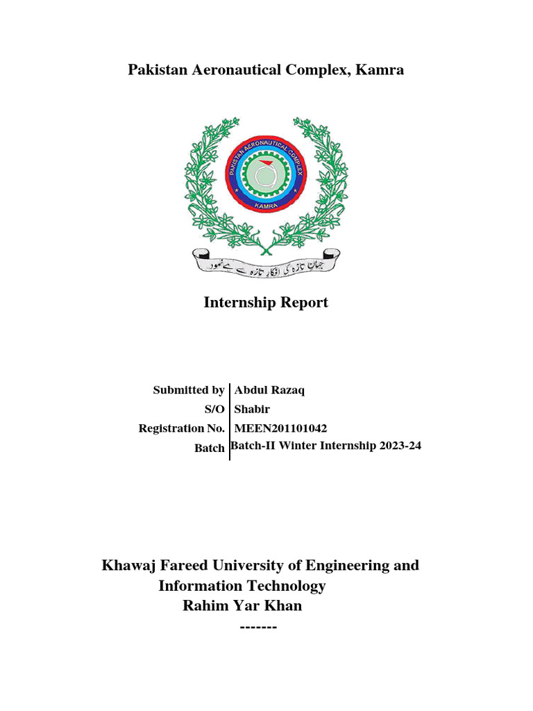 Internship Report of PAC | PDF | Aviation