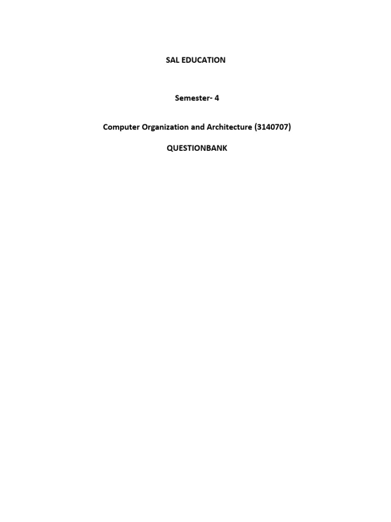 Coa Question Bank | PDF | Computers