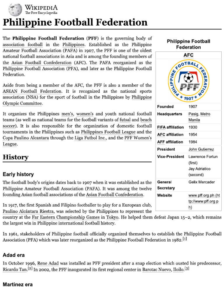 Philippine Football Federation | PDF