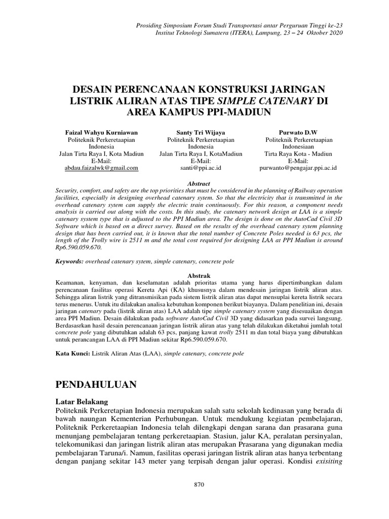 Desain Perencanaan Konstruksi Jaringan Listrik Aliran Atas Tipe Simple ...