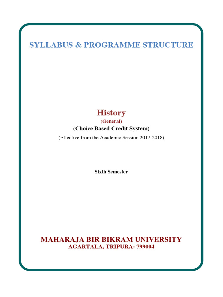 Sixth Semester History Syllabus | PDF