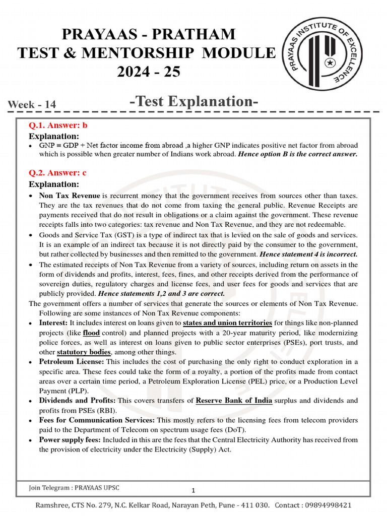 Weekend Test 14 Economy Explanation | PDF | Taxes | Capital Adequacy Ratio