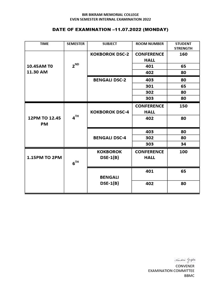 11th July Seat Plan | PDF