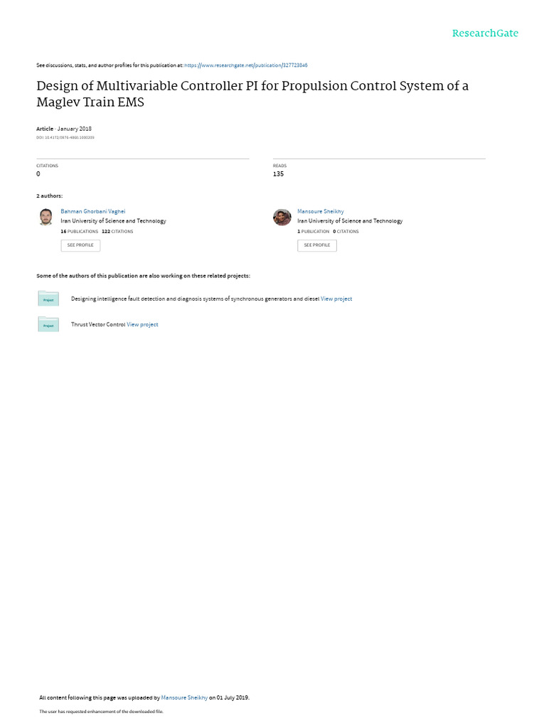 Design of Multivariable Controller PI For Propulsi | PDF | Electric Motor | Inductance