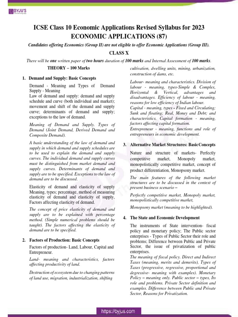 ICSE Class 10 Economic Applications | PDF | Supply (Economics ...