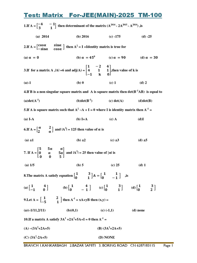 Determinant Test | PDF | Mathematical Objects | Mathematical Concepts