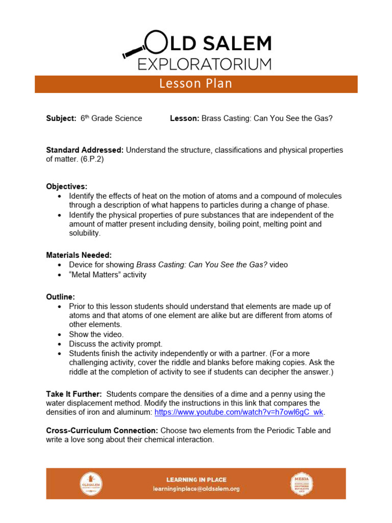 Grade 6 Teacher Packet | PDF | Liquids | Gases