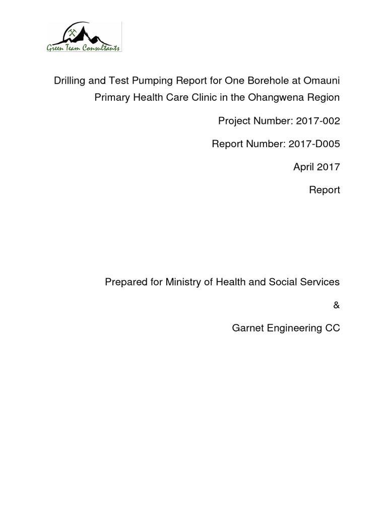 Omauni Drilling Report | PDF | Aquifer | Magnesium