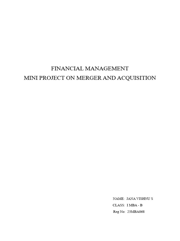 Fm Mini Project Pdf Mergers And Acquisitions Facebook