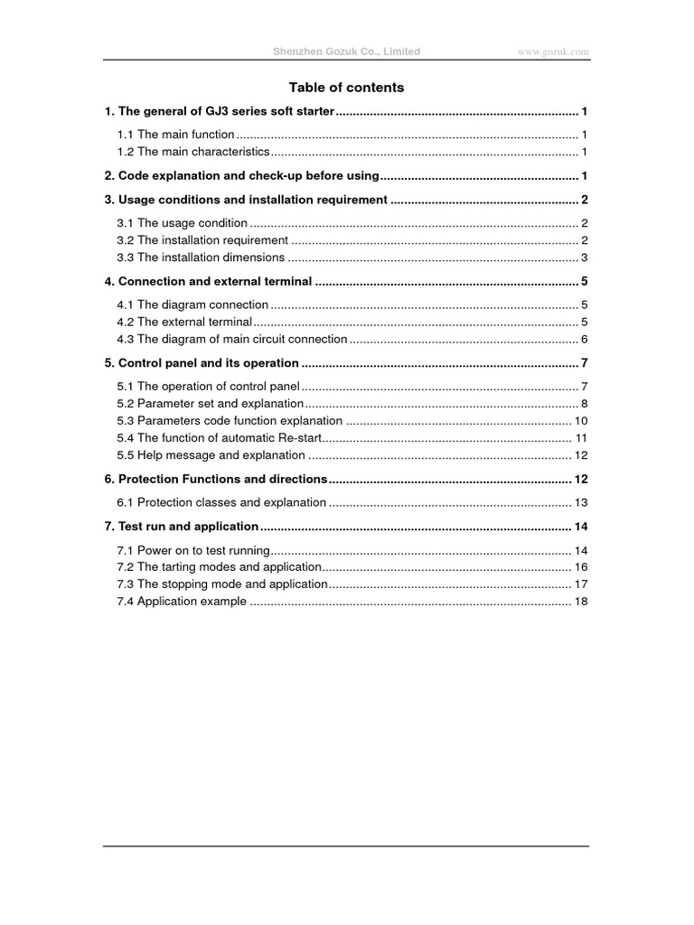 Gozuk Soft Starters User Manual | PDF | Electricity | Electrical ...