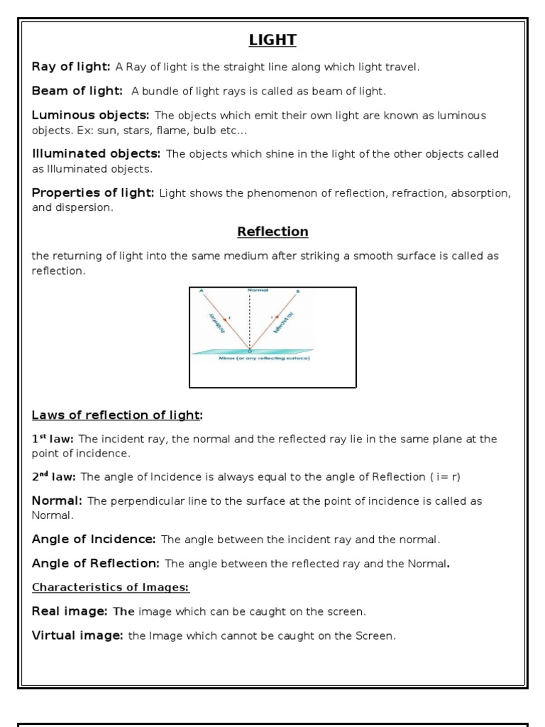 10 TH Class Notes | PDF | Lens (Optics) | Refractive Index