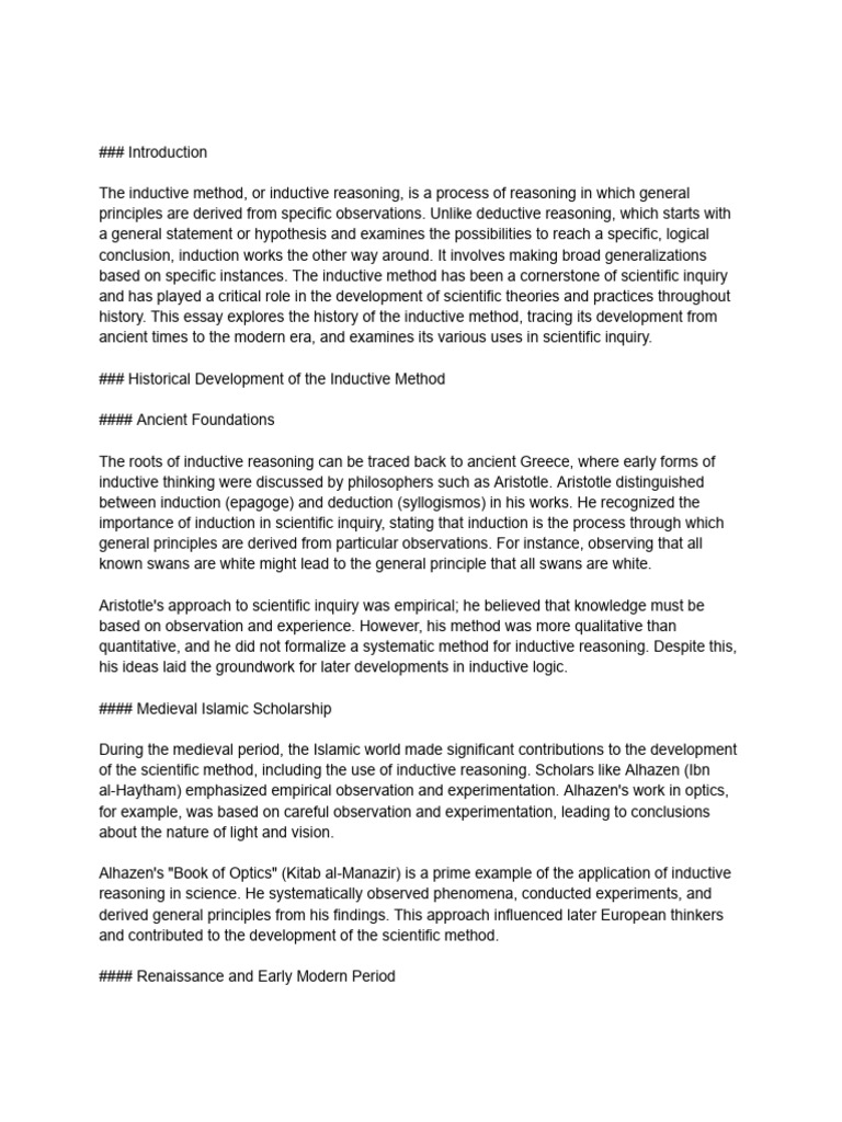 History of Inductive Method and Uses of Inductive Method in Science ...