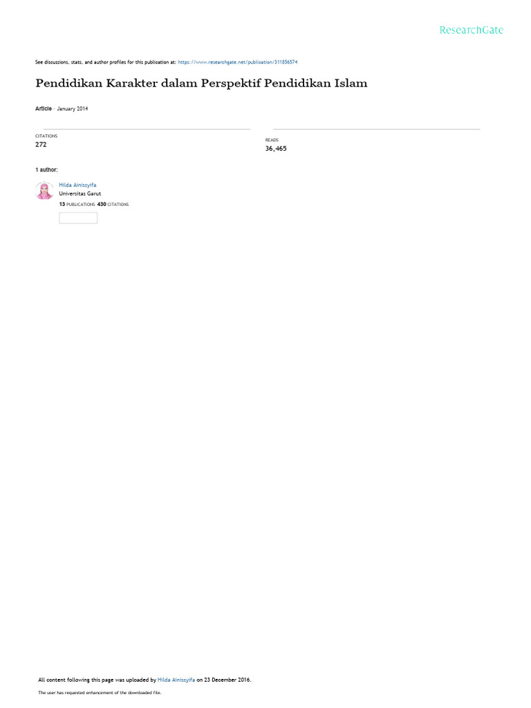 Pendidikan Karakterdalam Perspektif Pendidikan Islam | PDF | Karier & Perkembangan