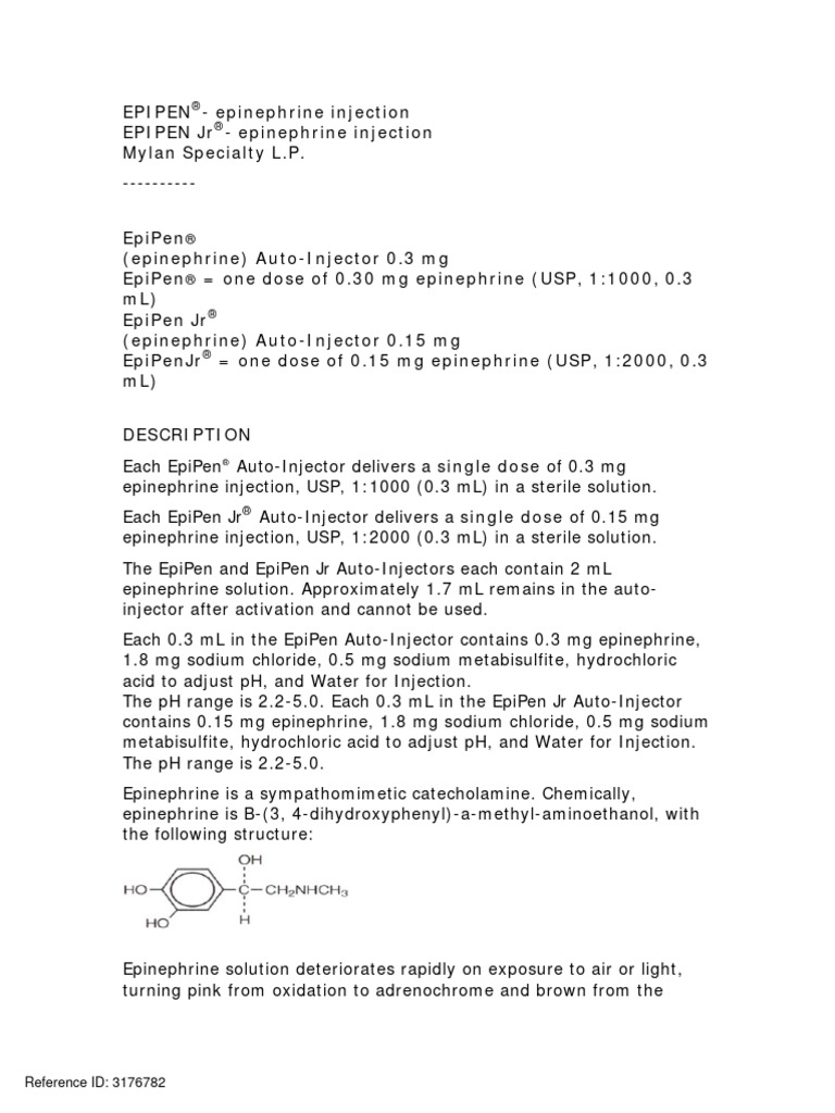 S 053 LBL | PDF | Epinephrine Autoinjector | Allergy