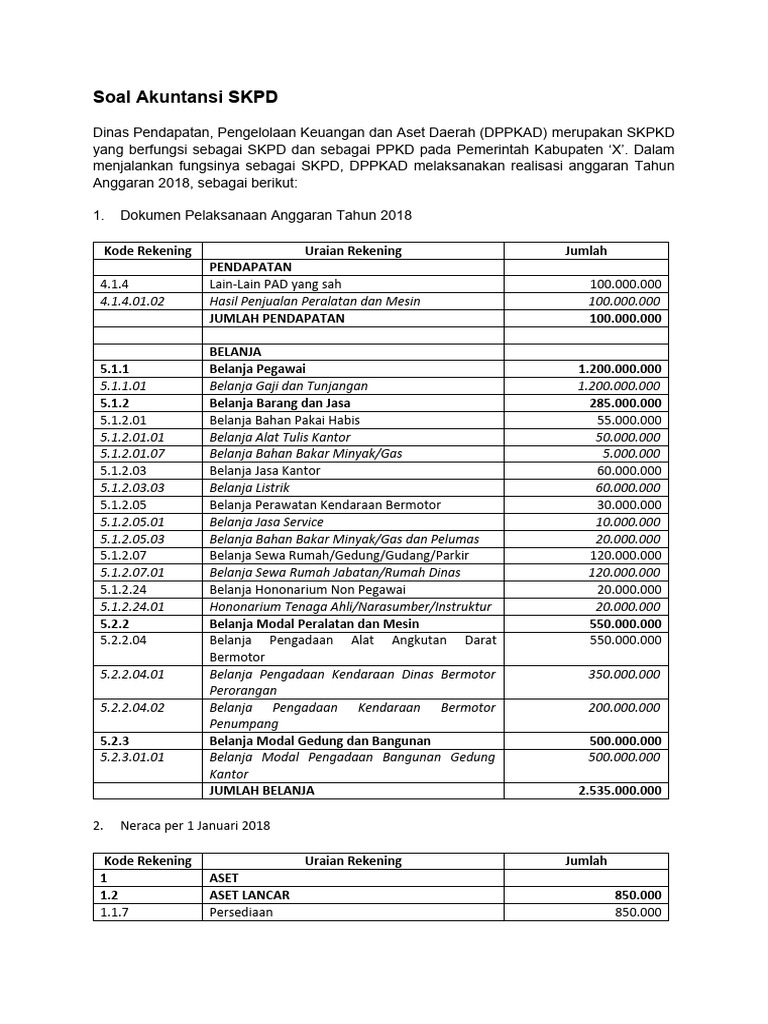 Soal Akuntansi SKPD-SKPKD | PDF