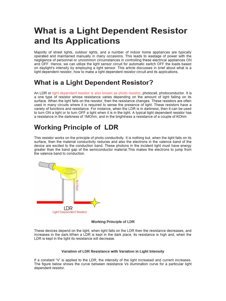 LDR and Application | PDF | Electrical Resistance And Conductance ...