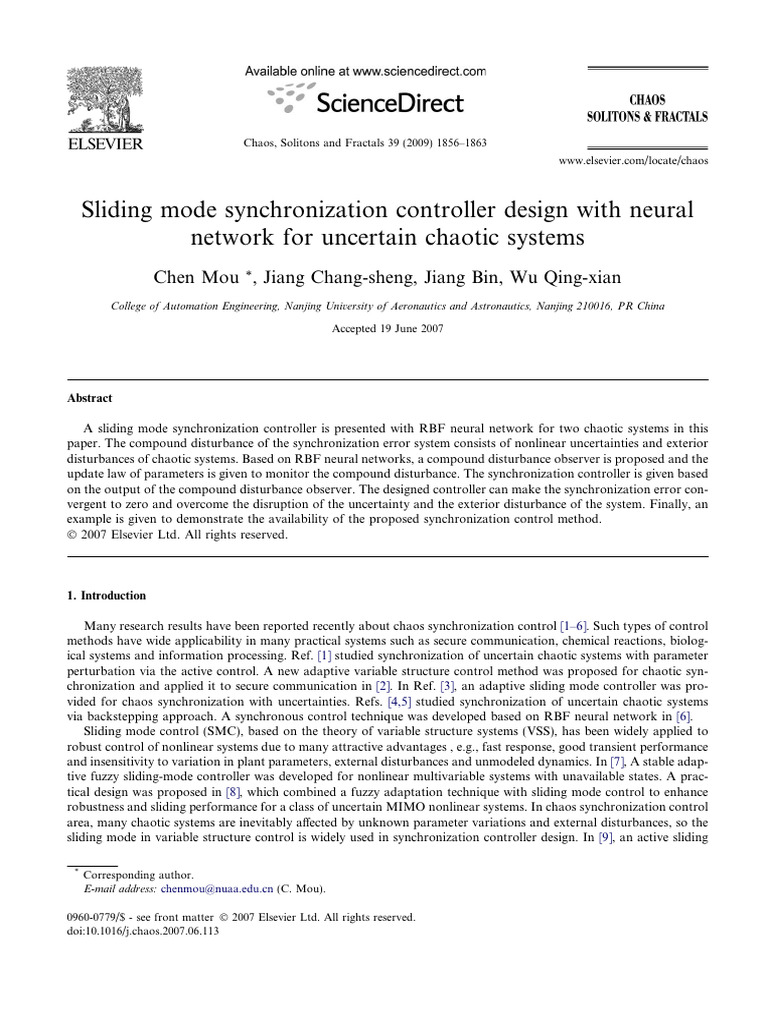 RN Appliqué À Un SMC Pour La Synchronisation | PDF | Chaos Theory | Artificial Neural Network