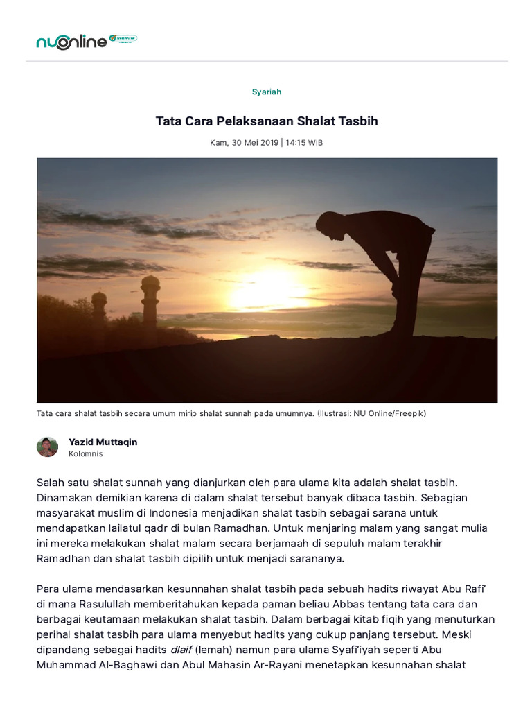 Tata Cara Shalat Tasbih yang Benar | PDF