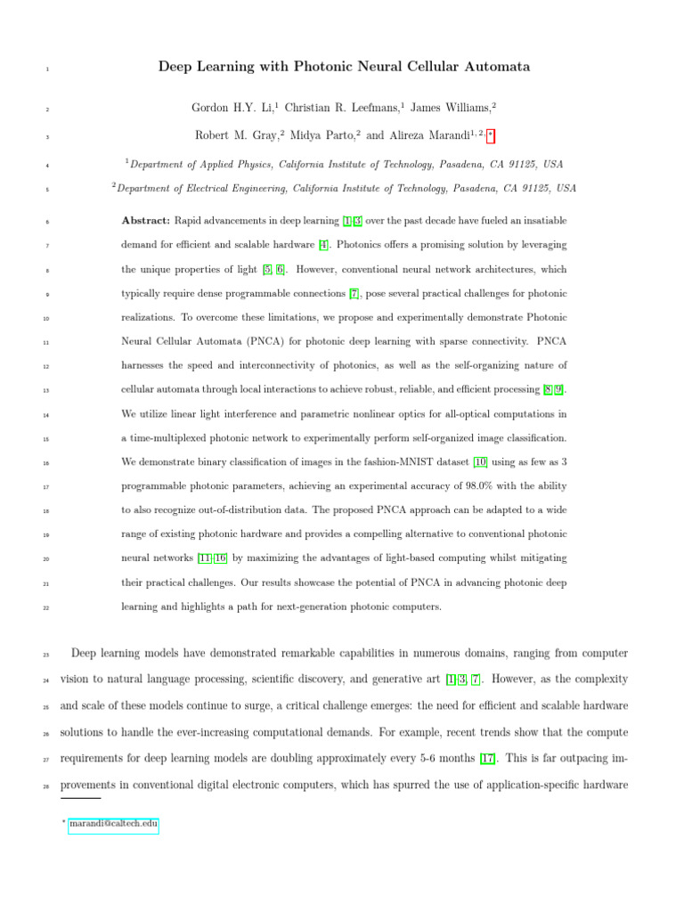Deep Learning With Photonic Neural Cellular Automata | PDF | Deep ...