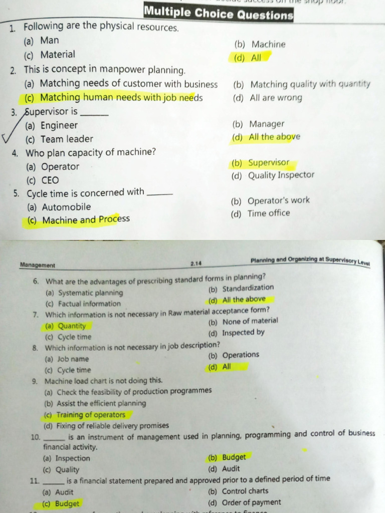 Management Unit No 2 MCQ | PDF