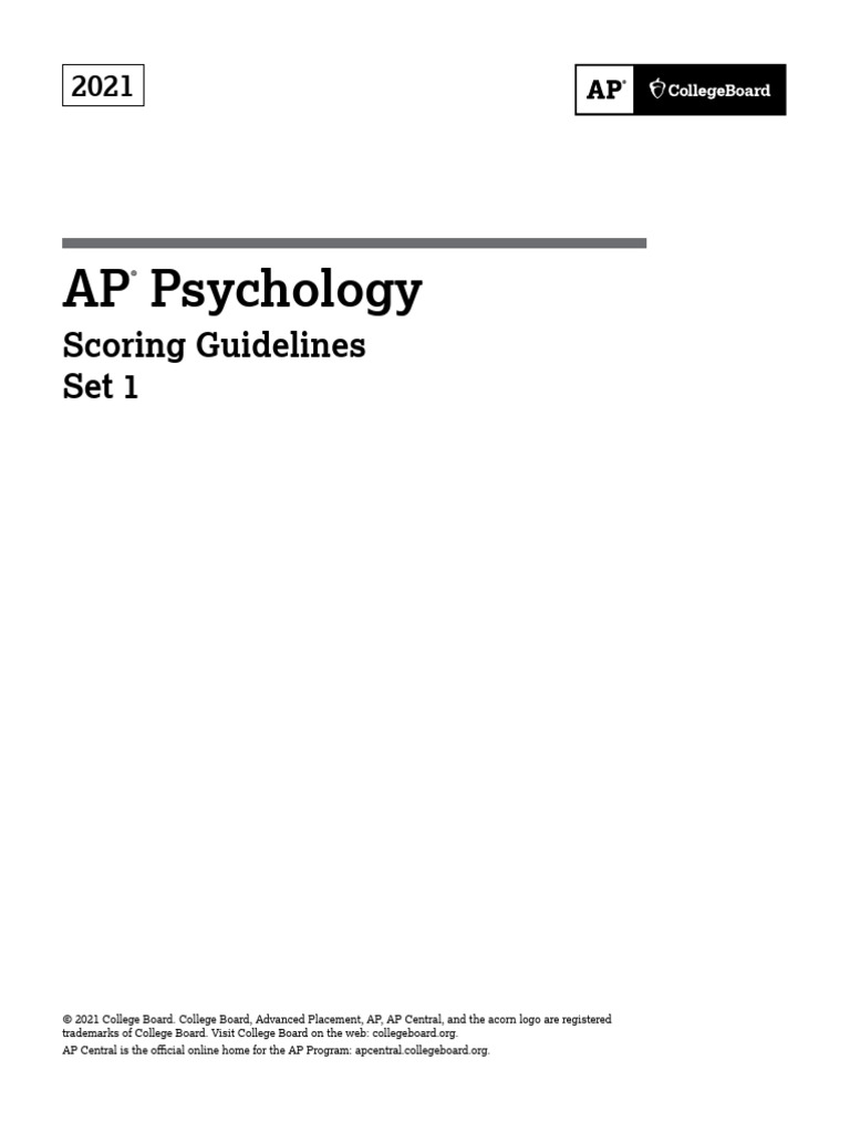 AP Psychology 2021 Scoring Guidelines | PDF | Self Efficacy | Psychology