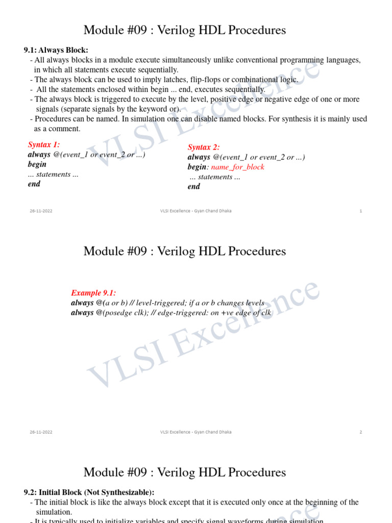Module #09 - Procedures | PDF | Hardware Description Language | Electronic Engineering