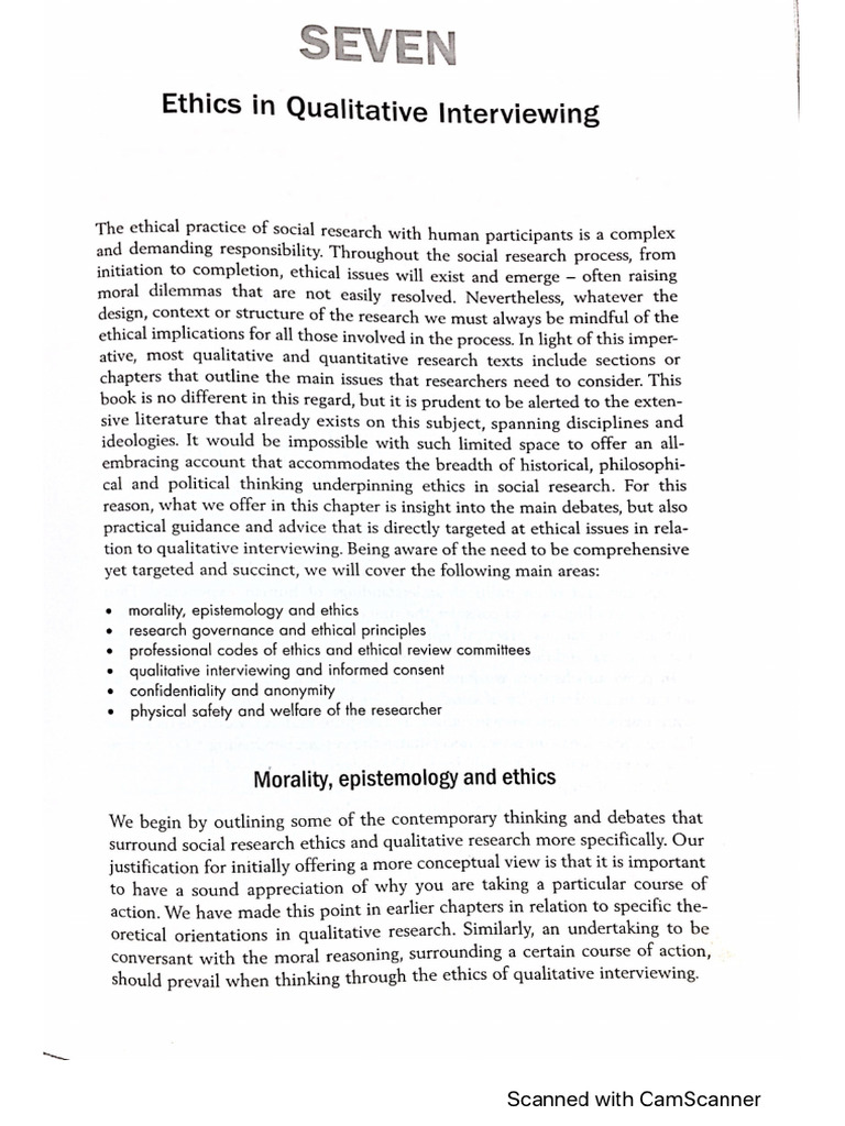 Ethics in qualitative interviewing | PDF