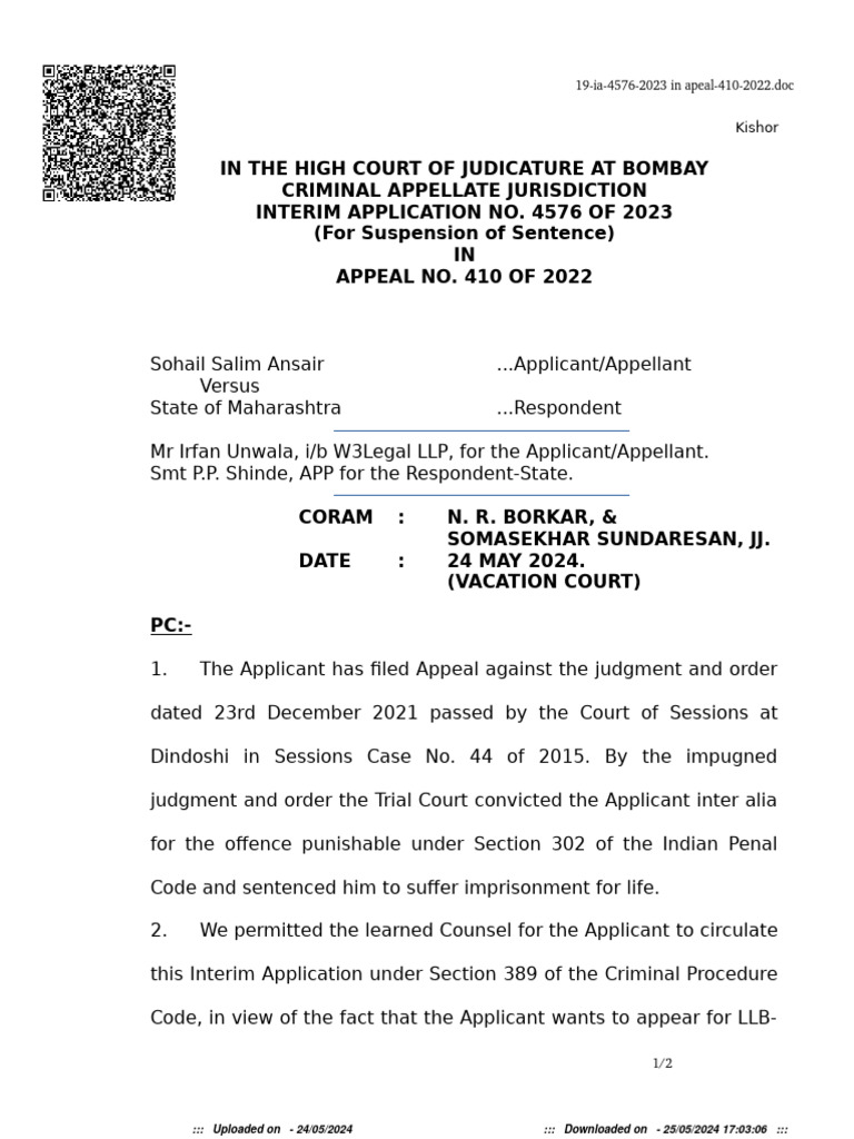 Bombay High Court Grants Temporary Bail To Life Convict For Law ...