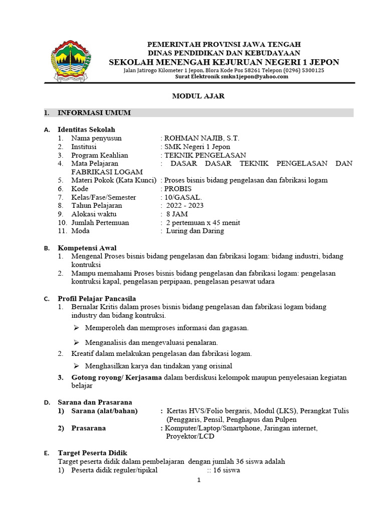DASAR TEKNIK PENGELASAN FABRIKASI LOGAM MODUL AJAR | PDF DASAR TEKNIK PENGELASAN FABRIKASI LOGAM MODUL AJAR | PDF