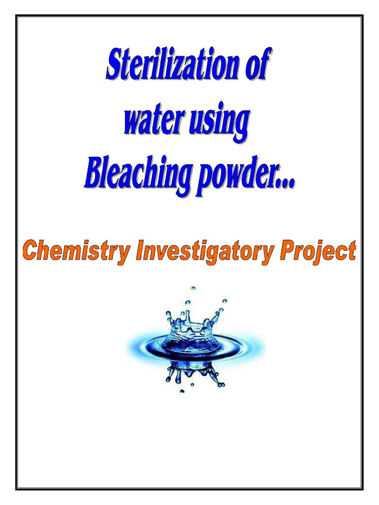 Sterilization of Water Using Bleaching Powder | PDF | Water Purification | Bleach