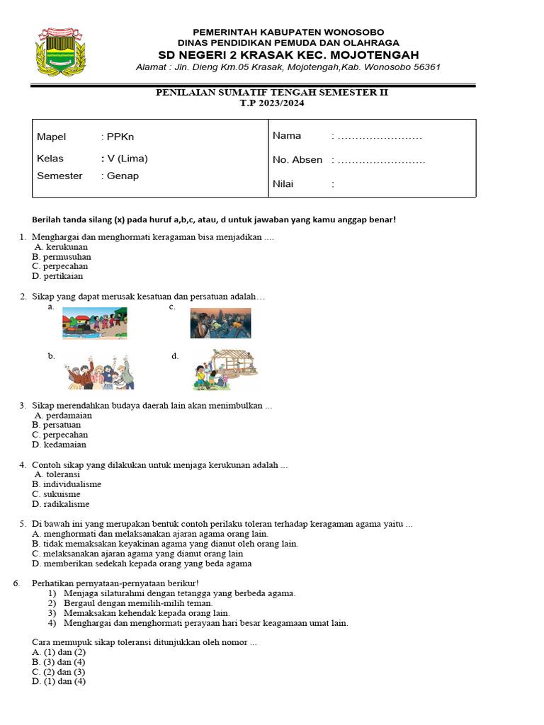 Pts PPKN Kelas 5 | PDF | Ilmu Sosial