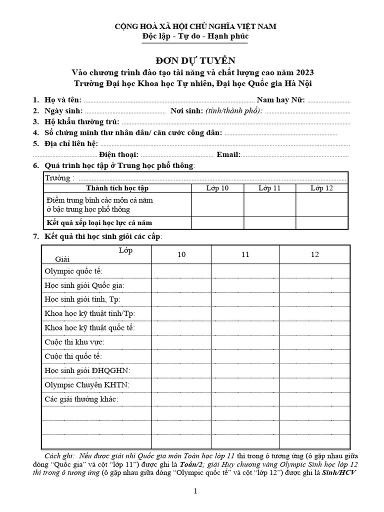 2.mau Don Dangky Vao CTDT Dac Biet 2023 | PDF