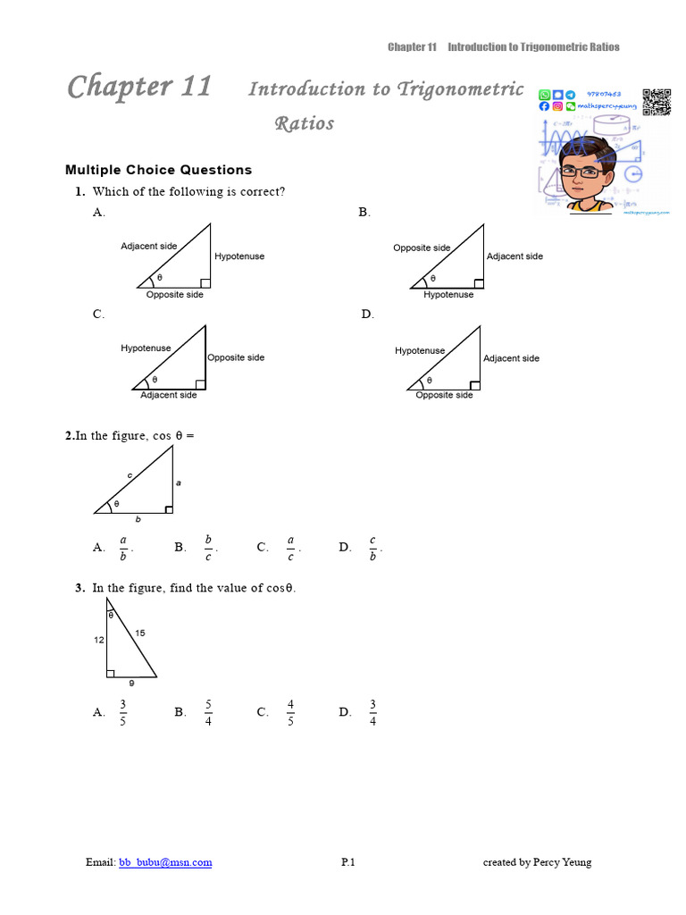 s2 CH 11 Introduction To Trigonometric Ratios Q | PDF | Trigonometry ...
