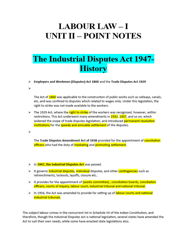 Unit Ii - Labour Law Notes | PDF | Tribunal | Labour Law