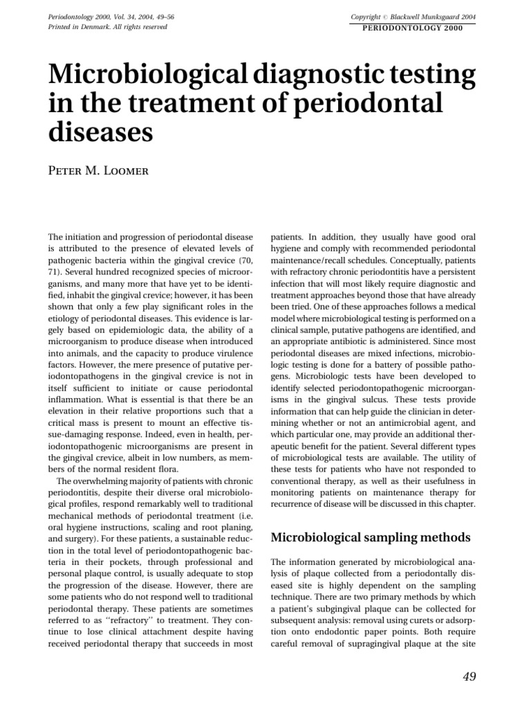 Microbiological Diagnostic Testing in TH | PDF | Periodontology ...