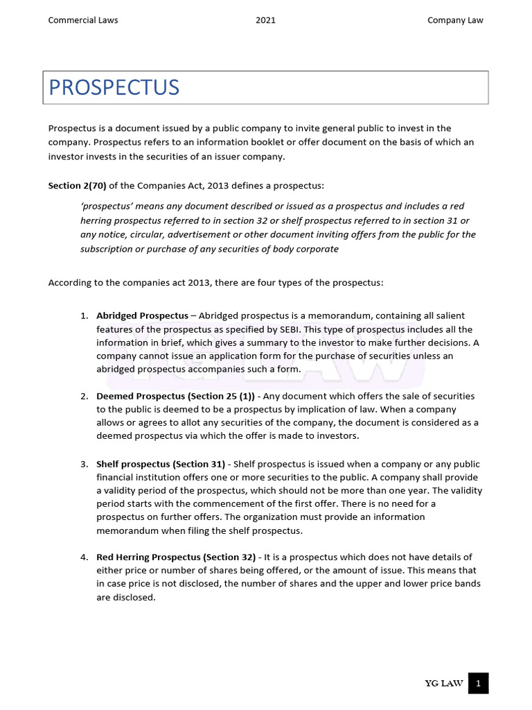 3Prospectus - YG LAW - LLM | Download Free PDF | Prospectus (Finance ...