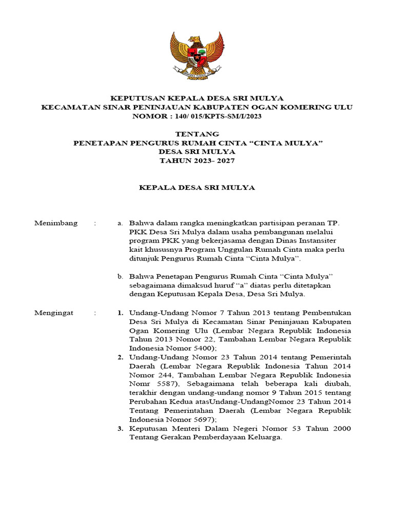 SK Rumah Cinta Sri Mulya | PDF