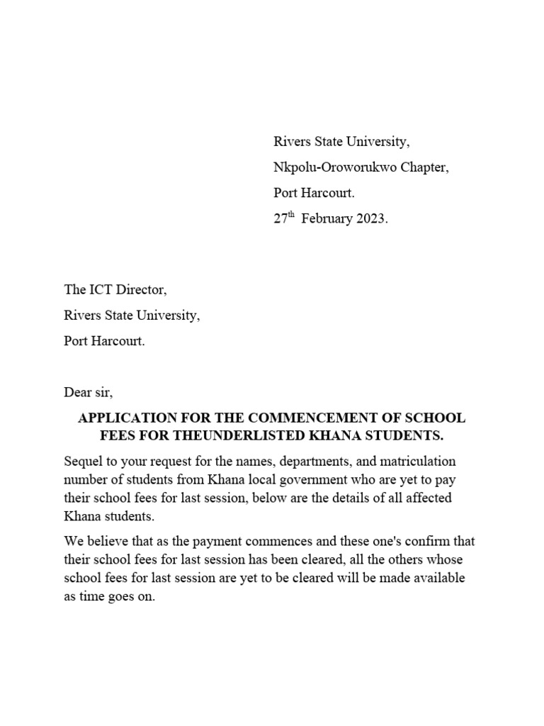 Rivers State University Fee Mata | PDF | Science