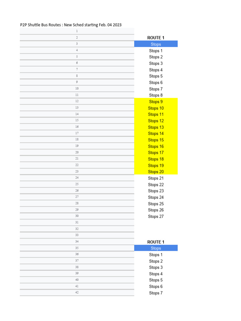 P2P Shuttle Bus Routes As of March 3 2023 1 | PDF | Retailers ...