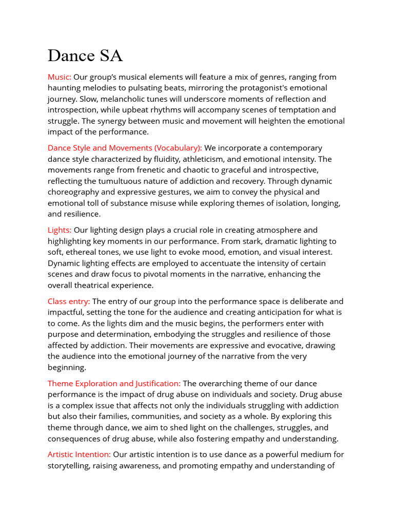 Dance & Addiction: A Journey | PDF | Dances | Narrative