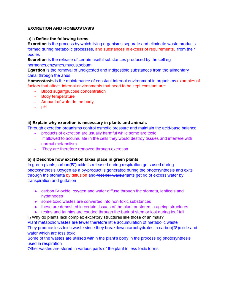 Excretion and Homeostasis | PDF | Excretion | Kidney