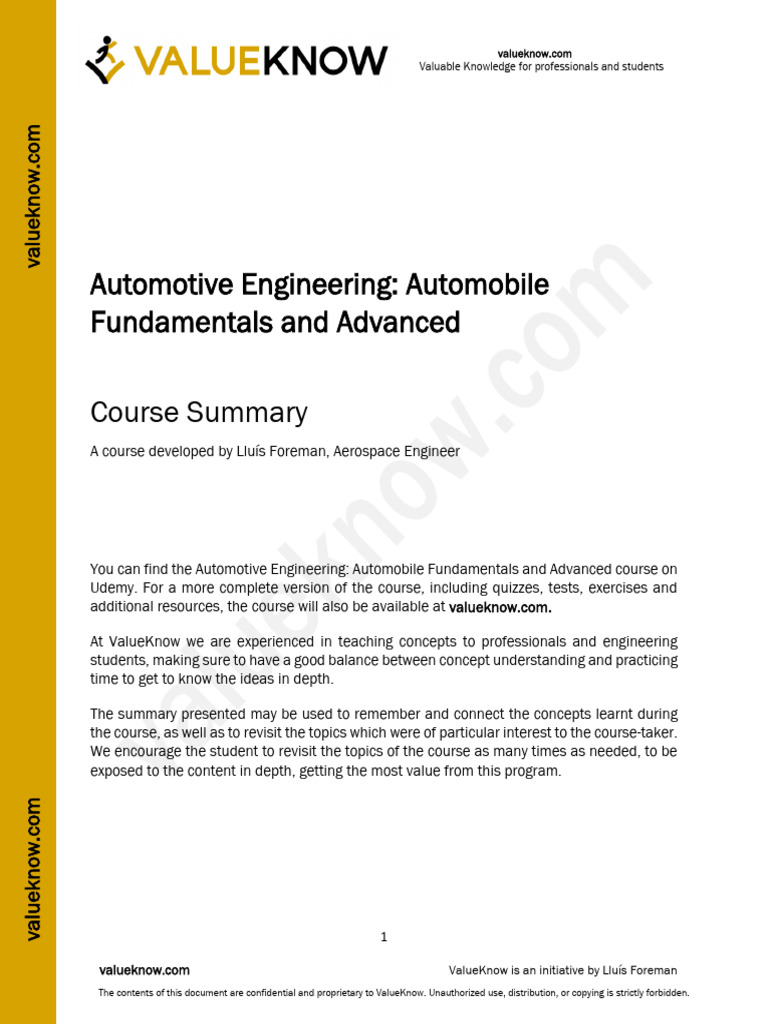 Automotive Course Summary | Download Free PDF | Manual Transmission ...