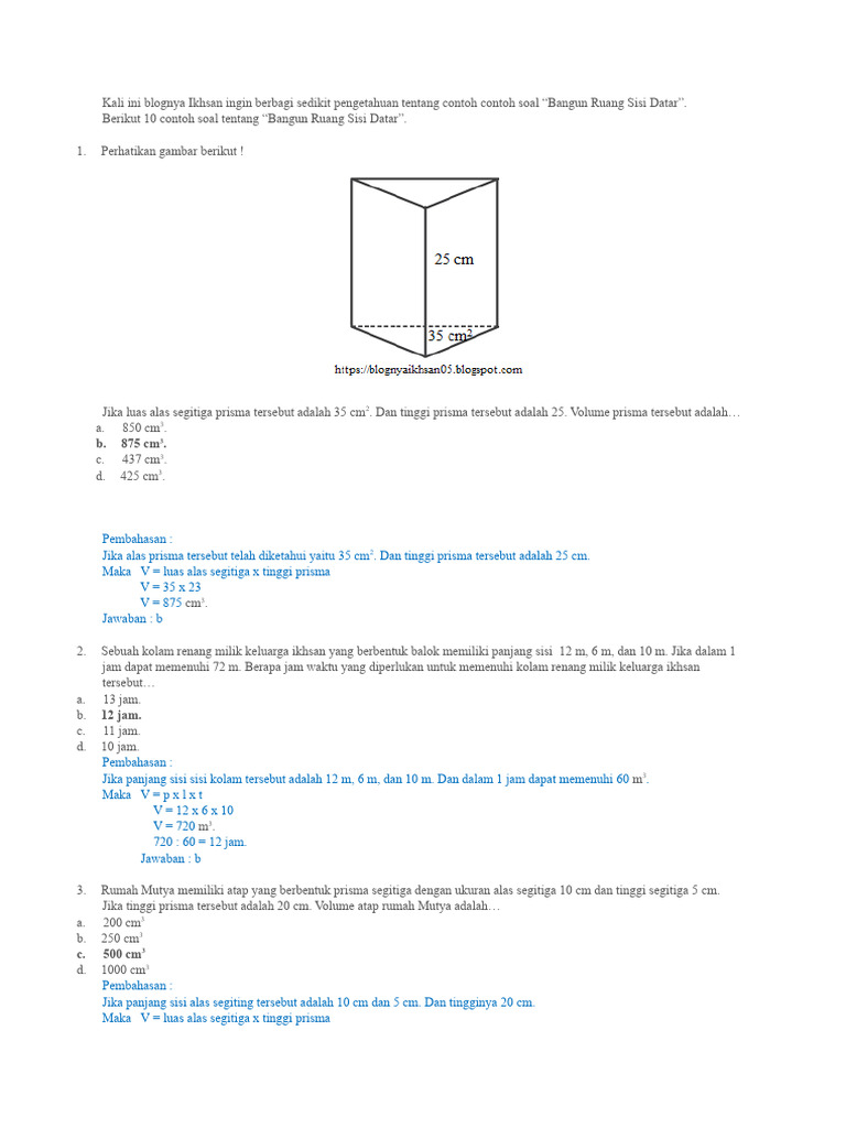Contoh Soal Bangun Ruang Sisi Datar | PDF | Metode & Bahan Ajar